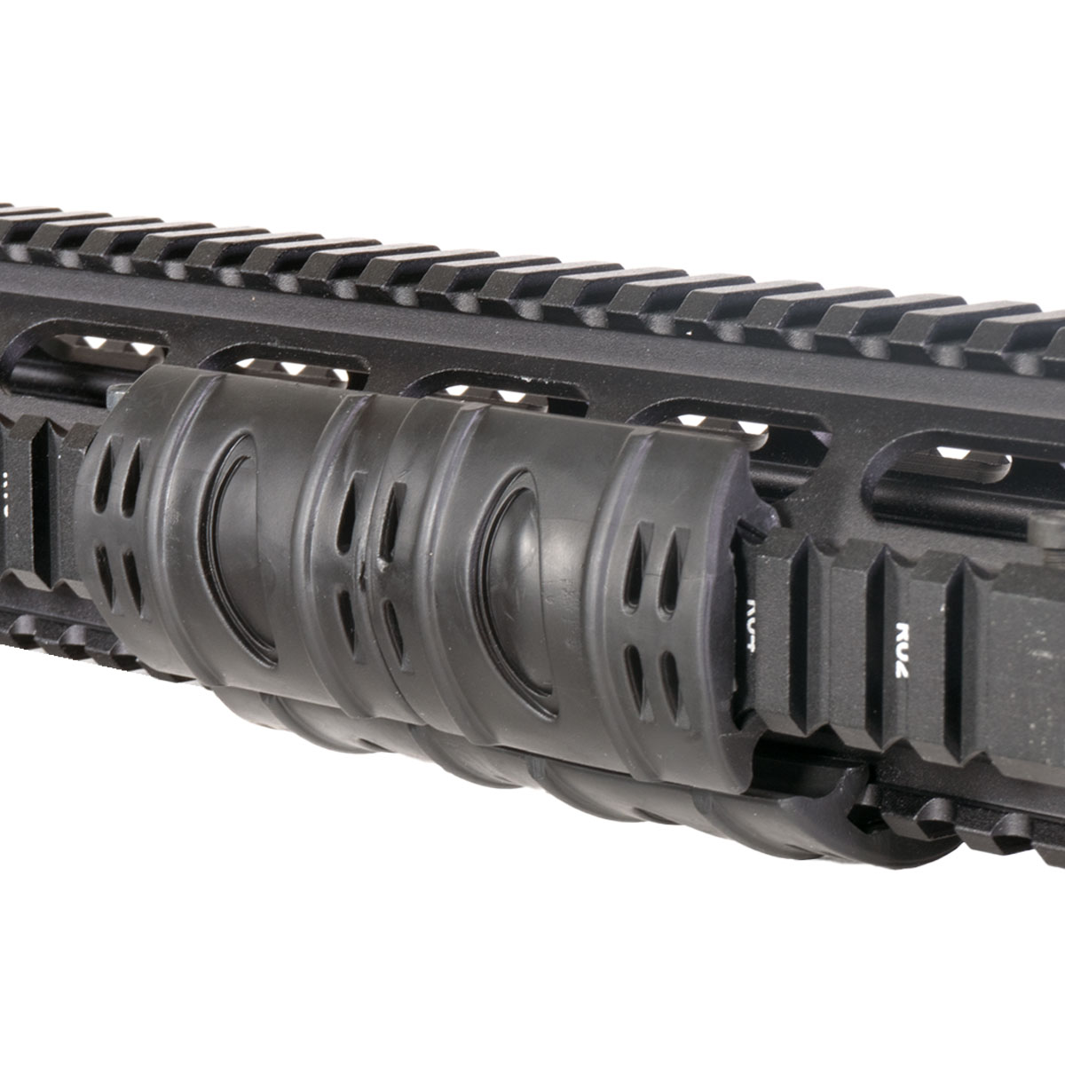 Rubberized Rail Covers, 2" Sections, Ribbed, 12 Pack, Black
