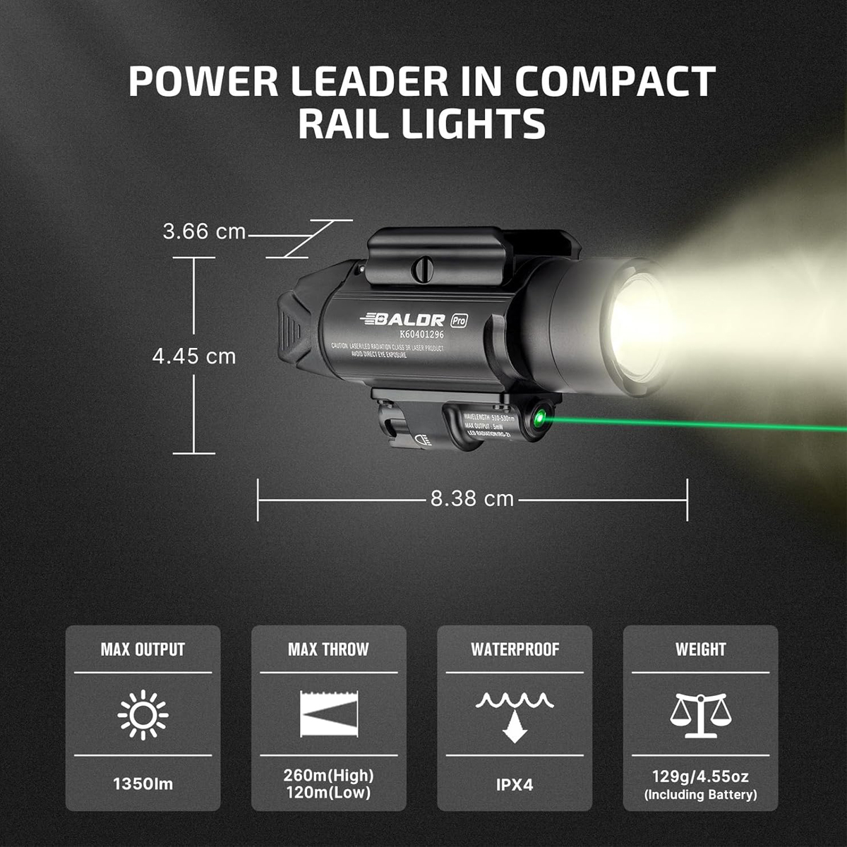 Olight Baldr Pro Weapon Mounted Light with Laser, Fits Picatinny ...
