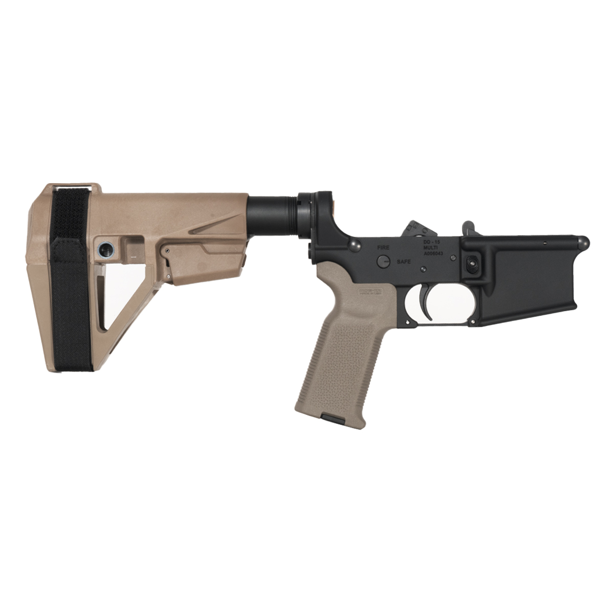 Davidson Defense AR-15 Pistol Lower Build Kit, FDE SBA5 Pistol ...