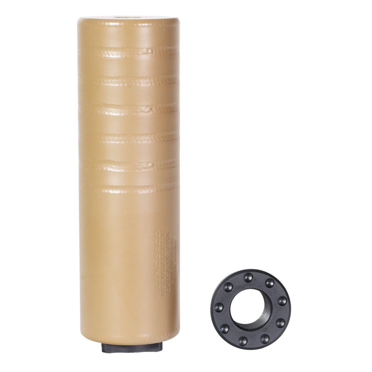 SILENCERCO LLC OMEGA 9K Suppressor, 9MM / .300 BLK Compatible, FDE